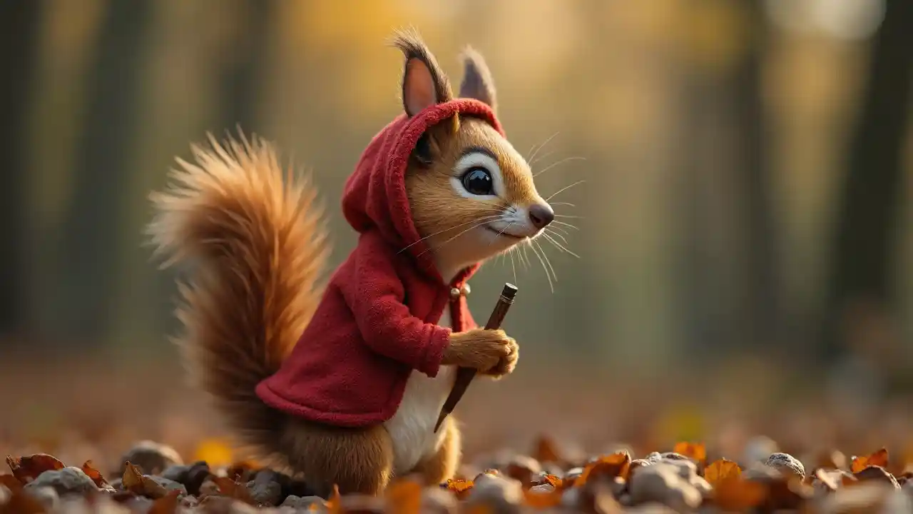 The Anthropomorphic Squirrel as Little Red Riding Hood