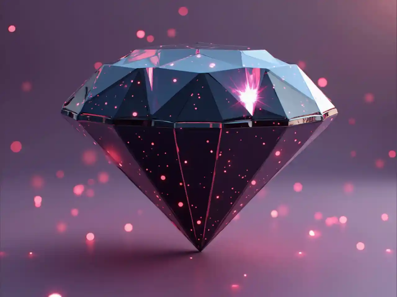 A Shiny Black Diamond in 3D Anime Style from the 2000s