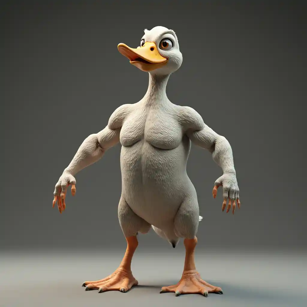 Stunning Hyperrealistic 3D Rendering of Muscular Duck