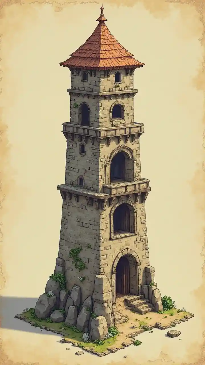 Exploring the Three-Level Tower Map with Detailed Features