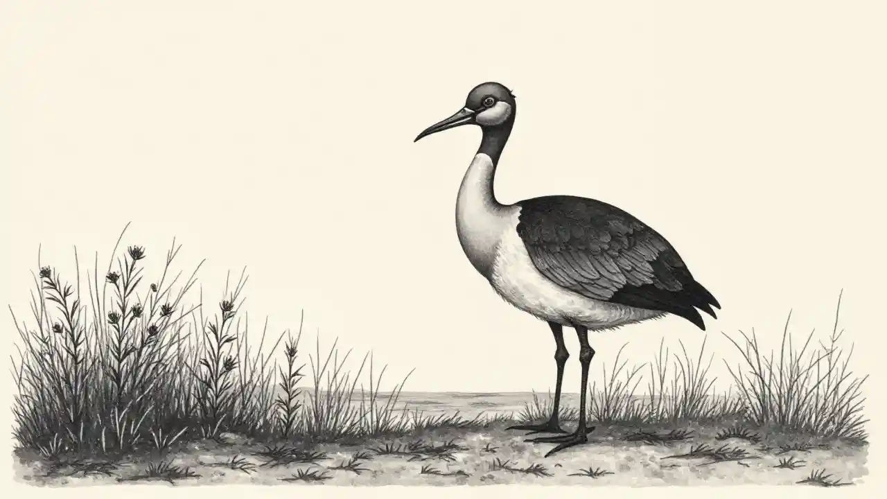 A Beautiful Linograph Drawing of the Dodo Bird in Nature