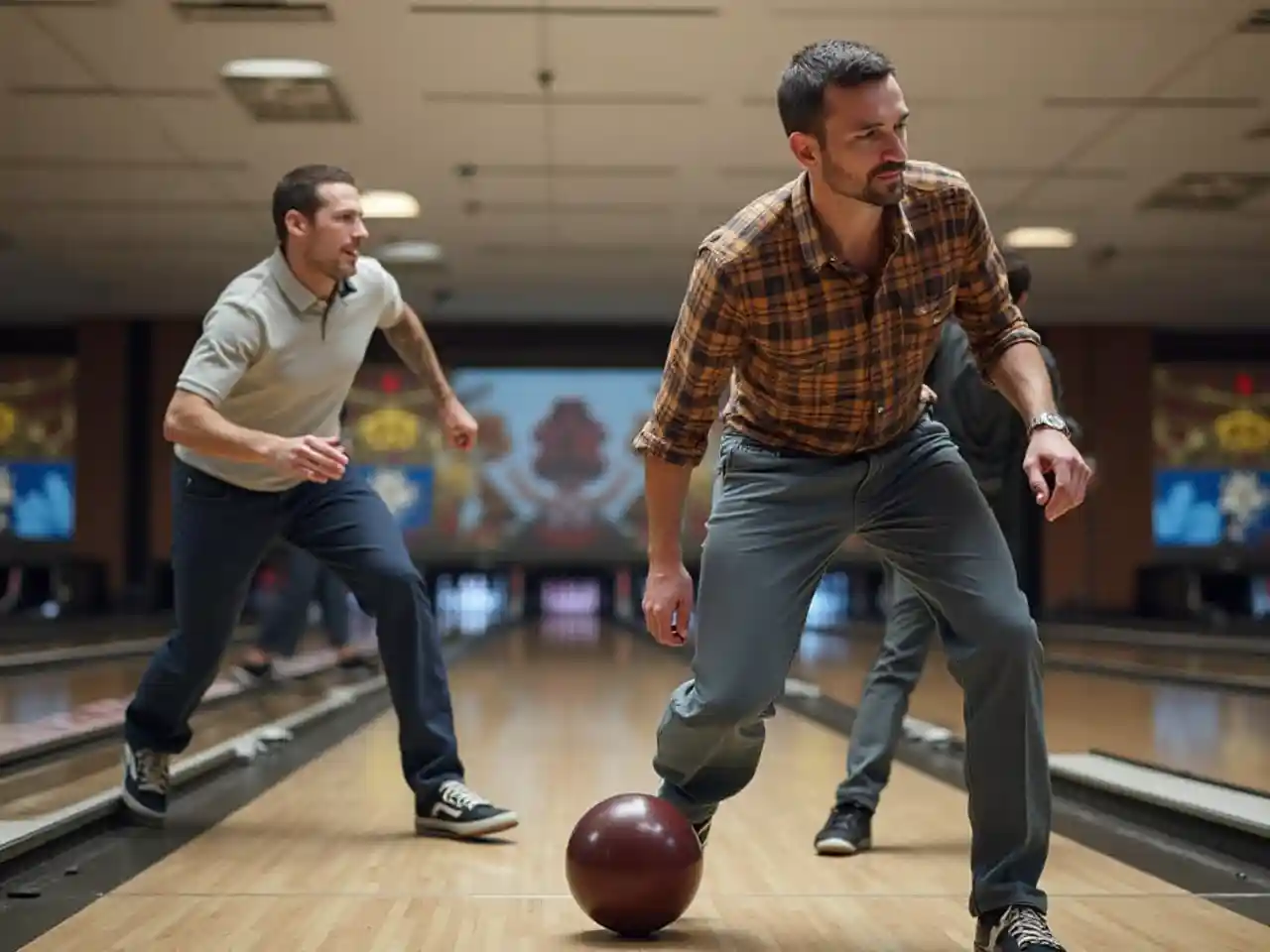 Exciting Bowling Match Among Enthusiastic Men