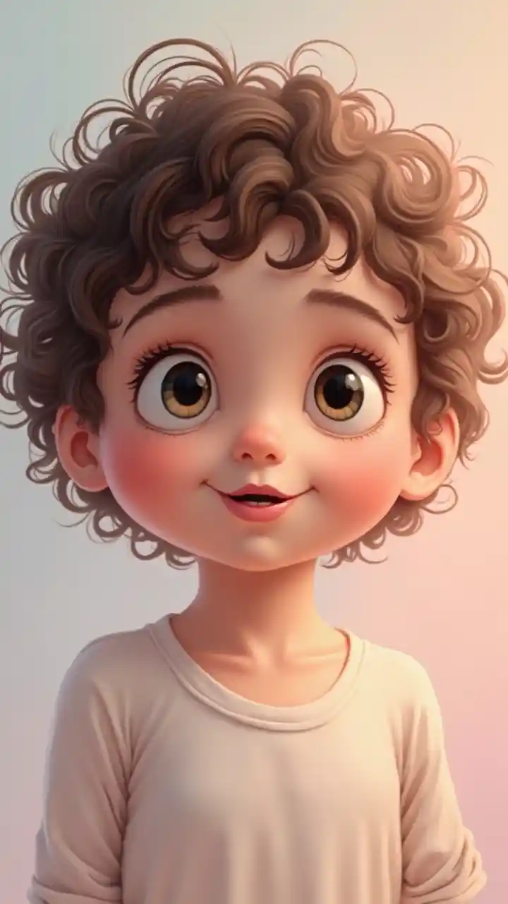 Captivating Digital Art Portrait of a Baby with Curly Hair