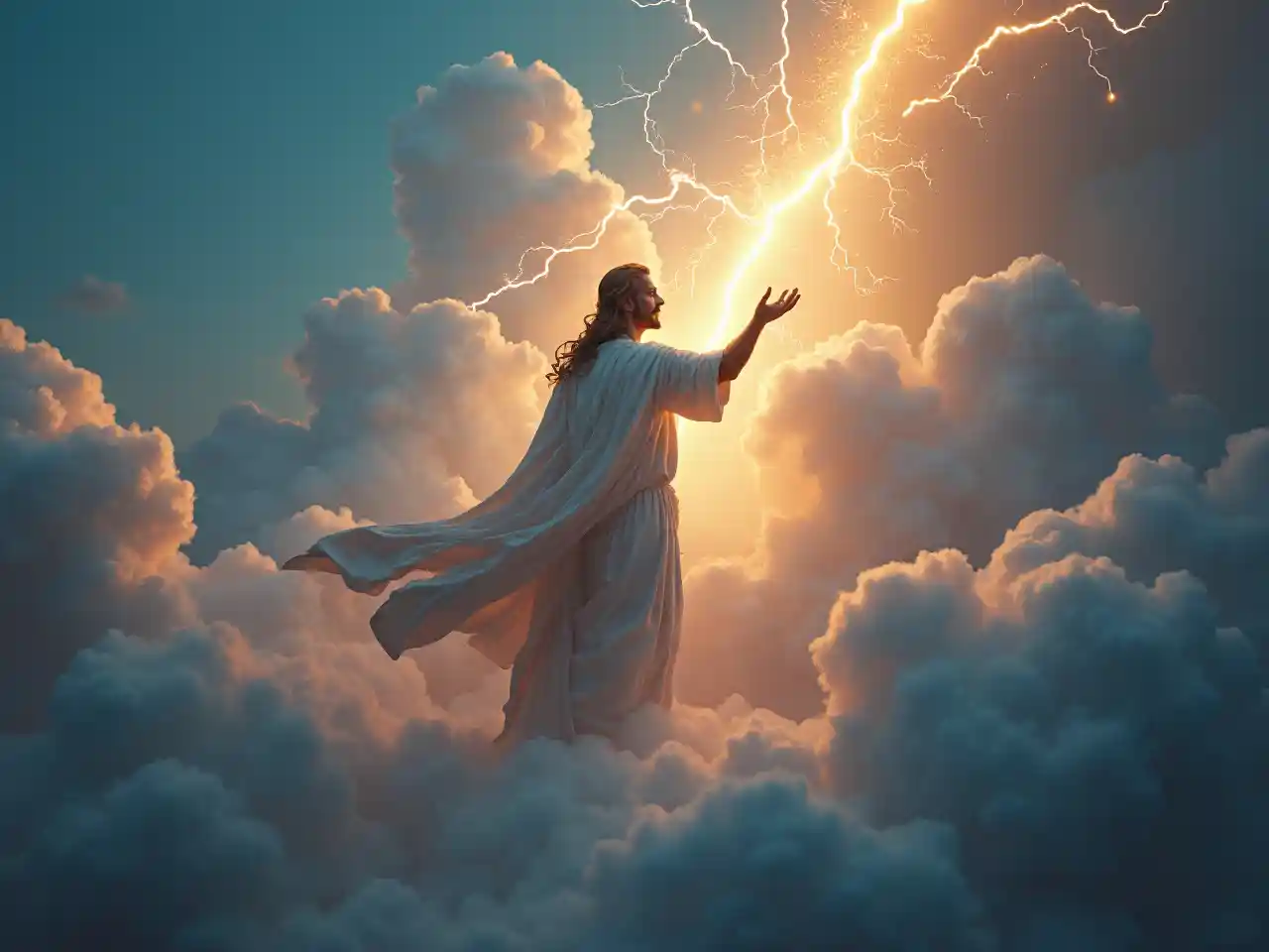 The Divine Lightning: A Mythical God on Clouds