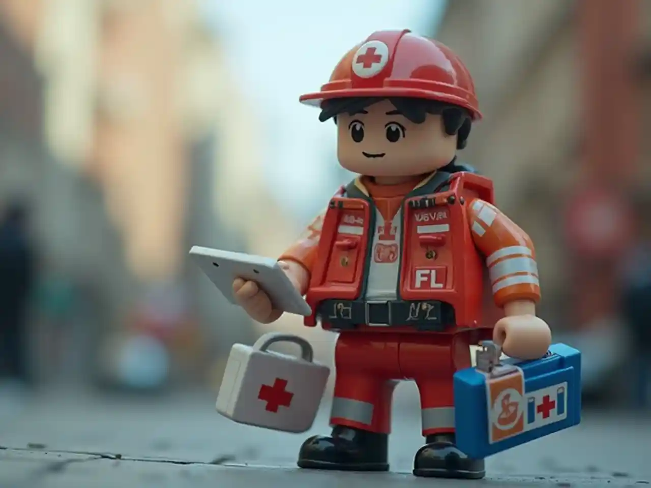 Rescue Worker Action Figure with Medical Kit and Tablet