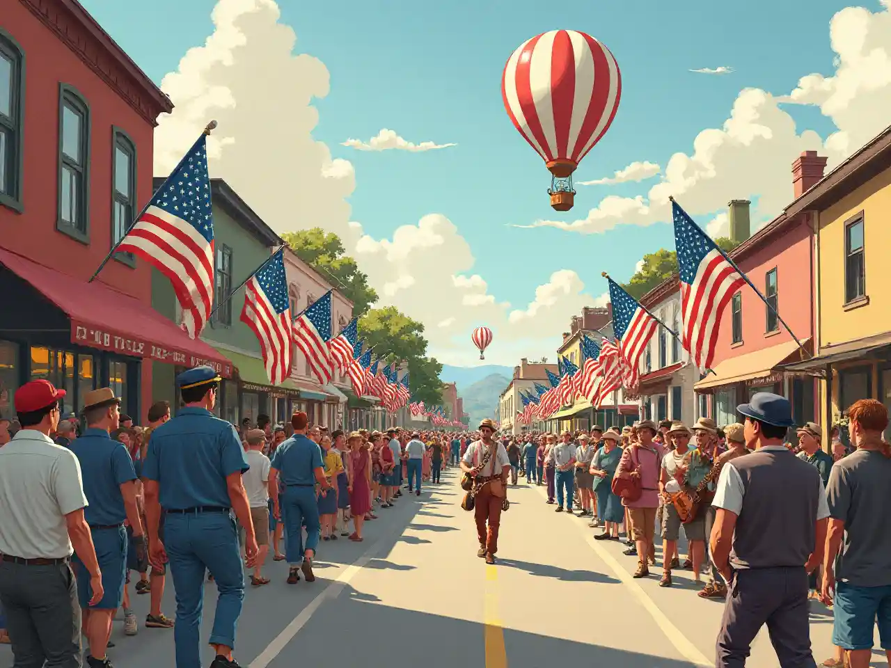 Celebrating Patriotism: A Vibrant Parade in Town