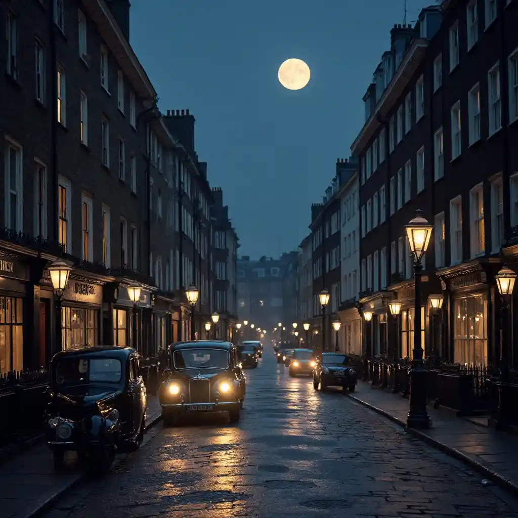 A Glimpse of Victorian London Streets by Night