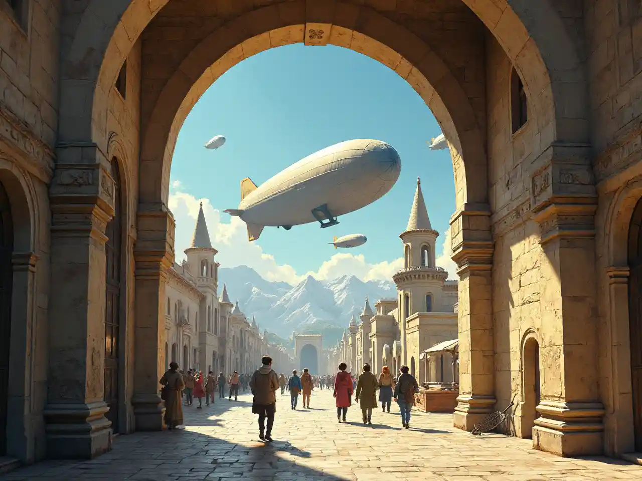 Exploring a Medieval Archway to a Moebius Style Plaza