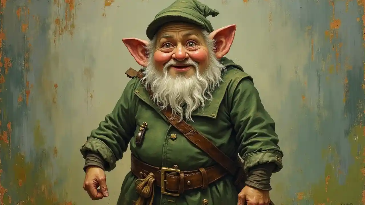 Vibrant Oil Painting Featuring a Dwarf in Green Attire