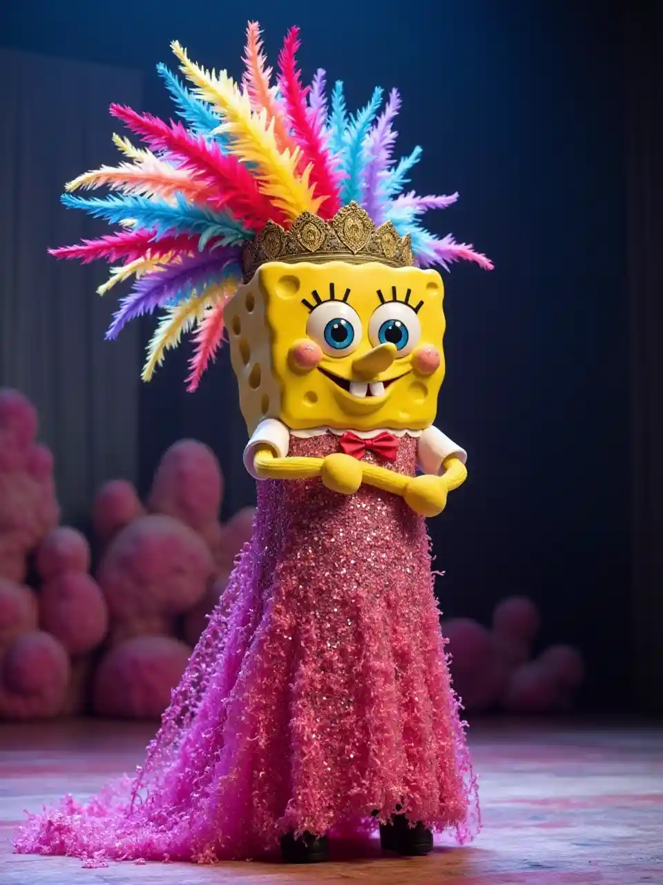 Spongebob SquarePants Dazzling Performance in Sequined Gown