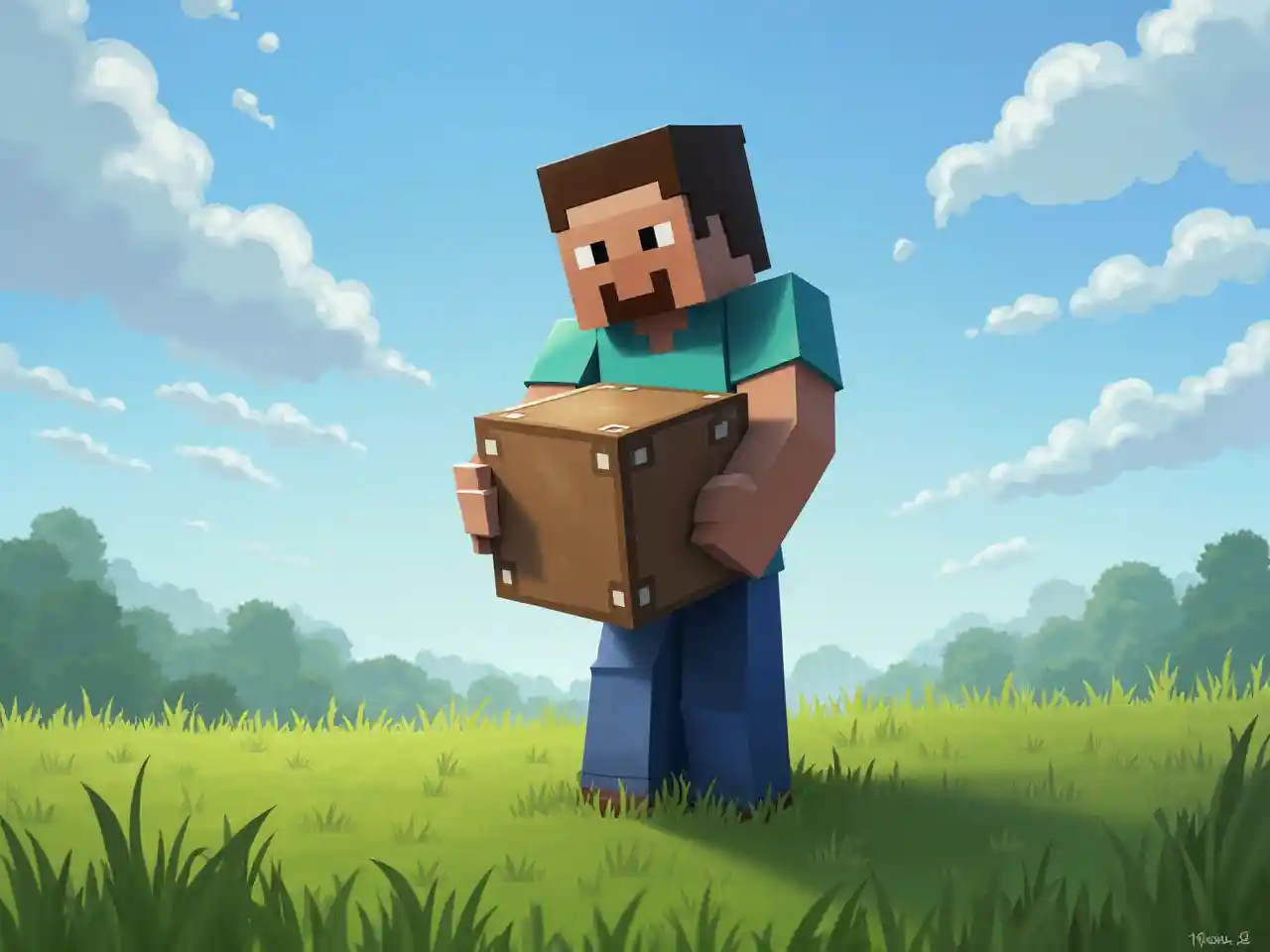 Artistic Rendering of Minecraft Villager with Box