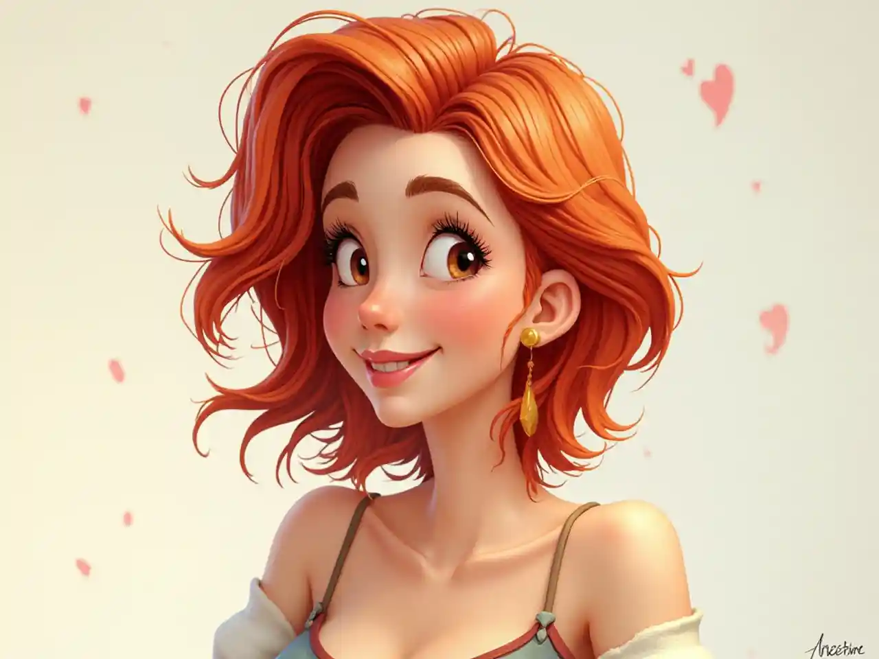 Creative Illustration of a Short Red-Haired Disney Character
