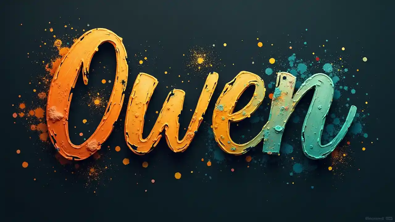 Hermosa caligrafía de Owen en Orange y Teal Gradient