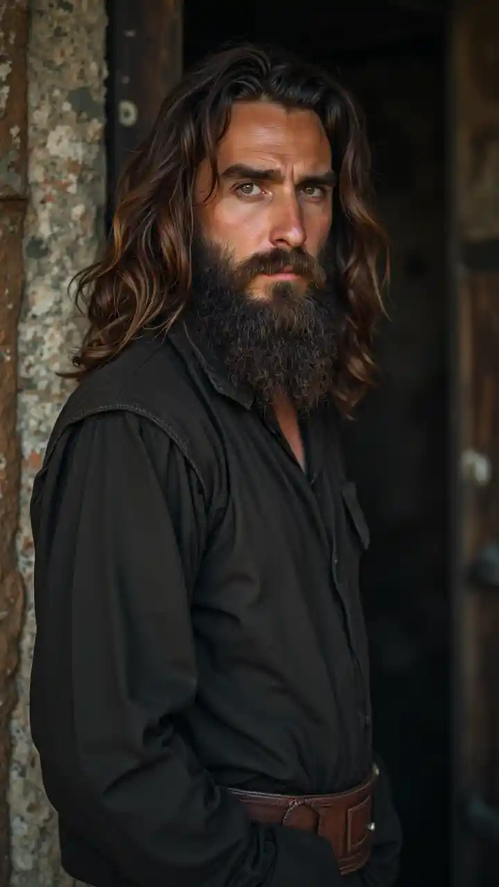 A Long Haired Bearded Man in Medieval Prison