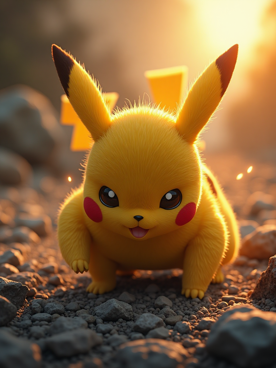 Epic Training Scene of Pikachu in Hyper-Realistic Artwork