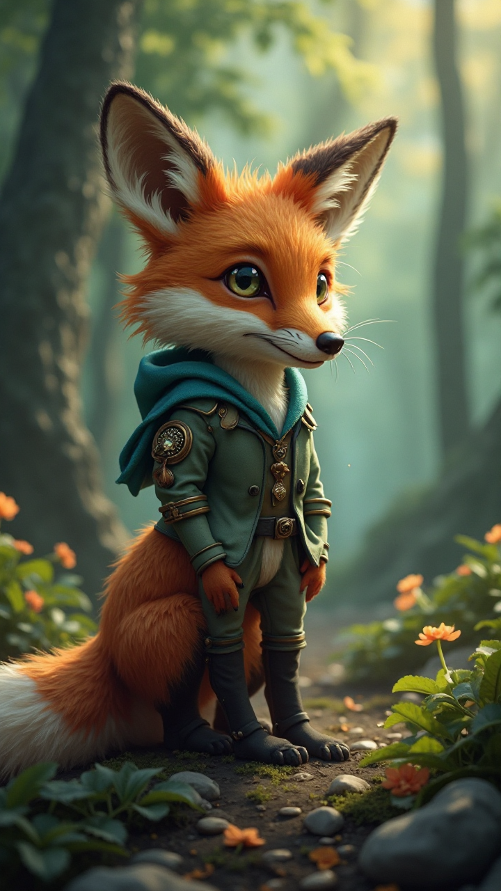 Enchanting Fox in a Verdant Fantasy Forest - A Photorealistic Masterpiece