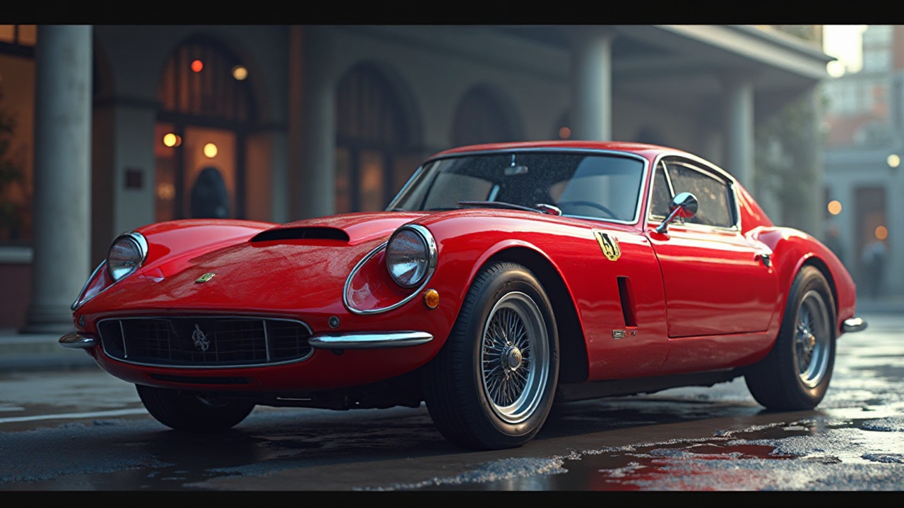 Pixel Art of a Old Red Ferrari in Vibrant Details