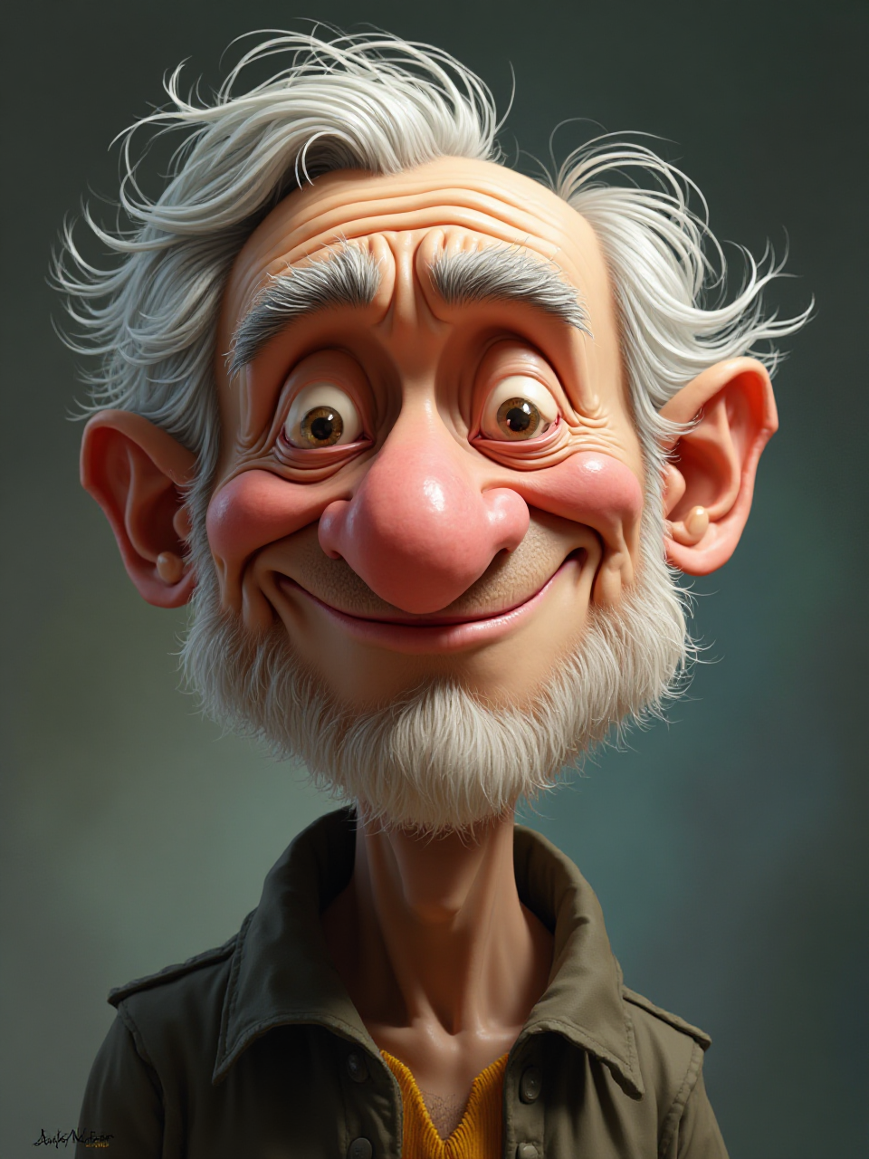 Charming Whimsical Portrait of an Old Man in Pixar Style