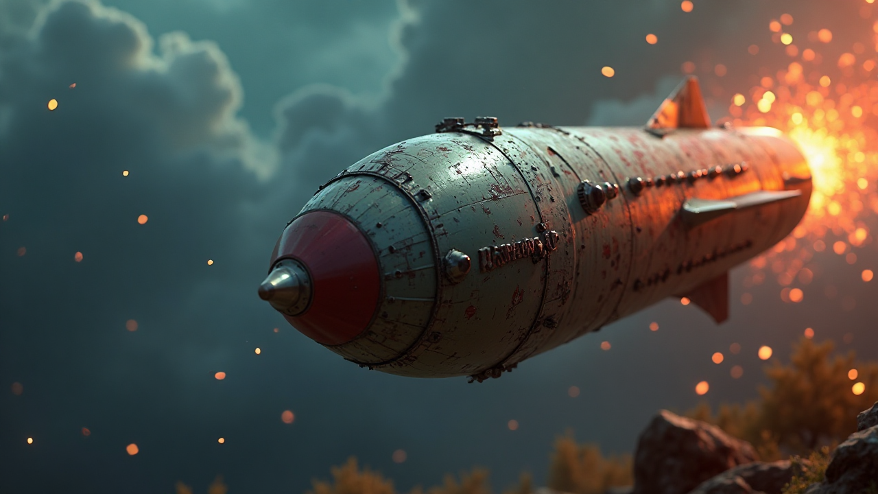 Captivating Visual of a Dynamic Missile in Cinematic Lighting