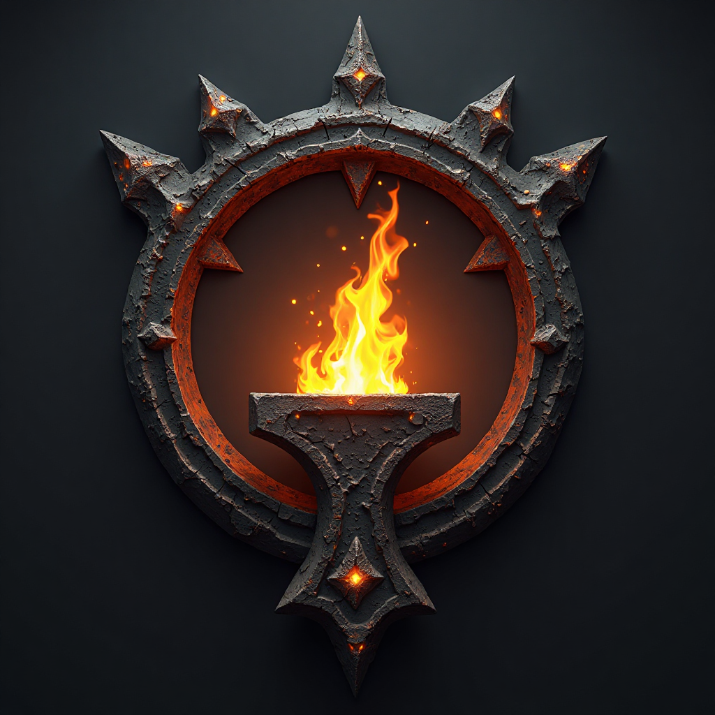 Ember Burning Within a Cracked Anvil Symbol for Space Marine Chapter