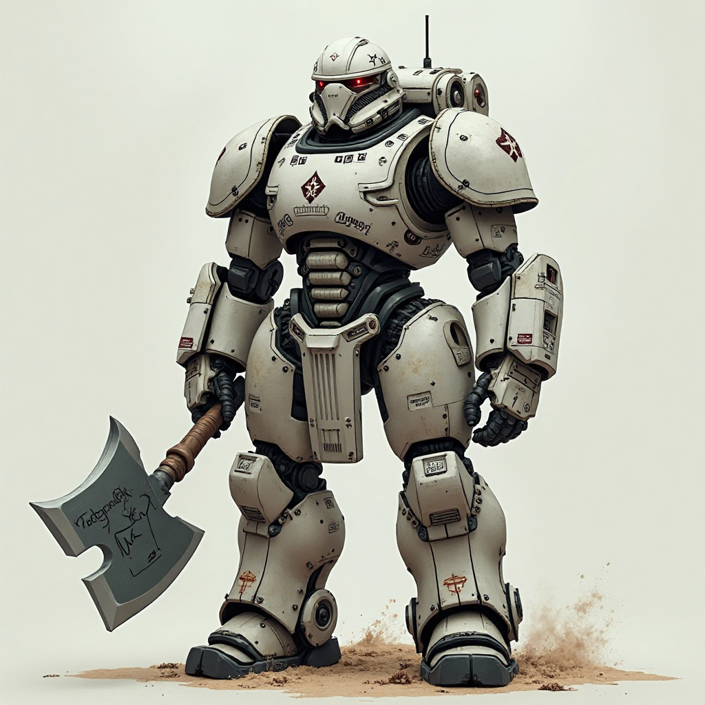 The Futuristic Robot Guard with a Spade-Patterned Armor