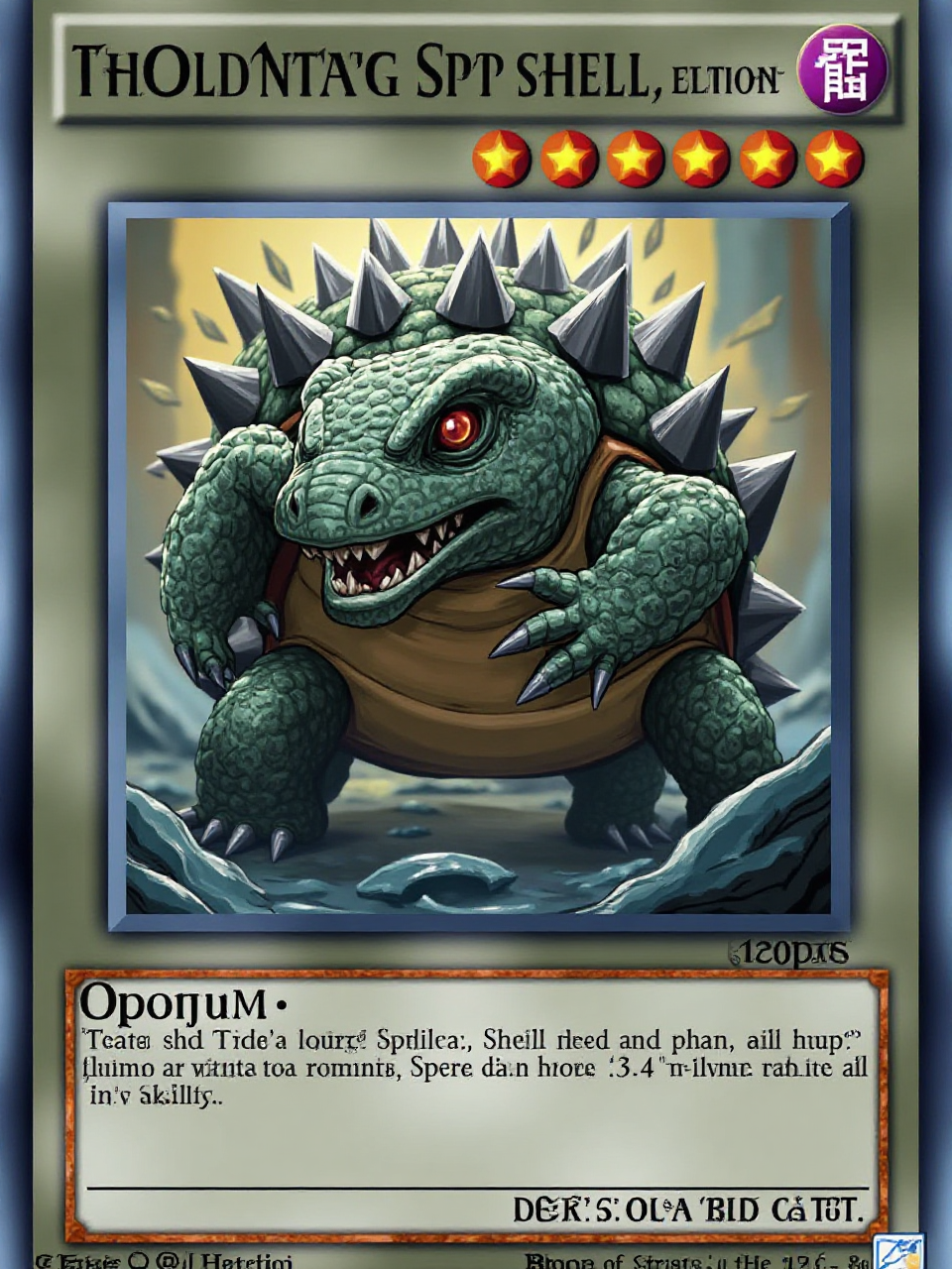 Intricate Tortoise Card Artwork Featuring Spiked Shell