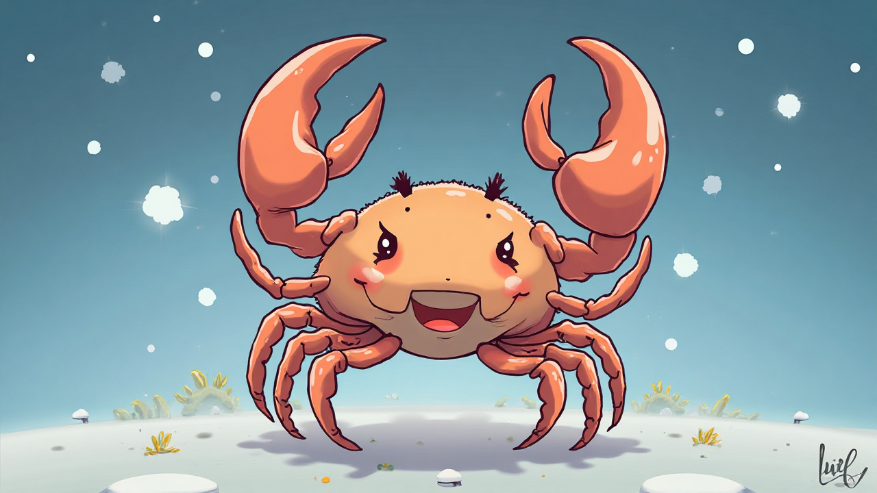 Charming Chibi Anime Interpretation of the Cancer Zodiac Sign