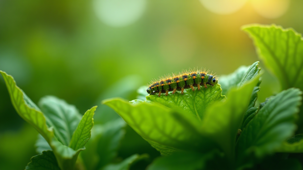 The Caterpillar's Journey Towards Transformation in a Lush Garden
