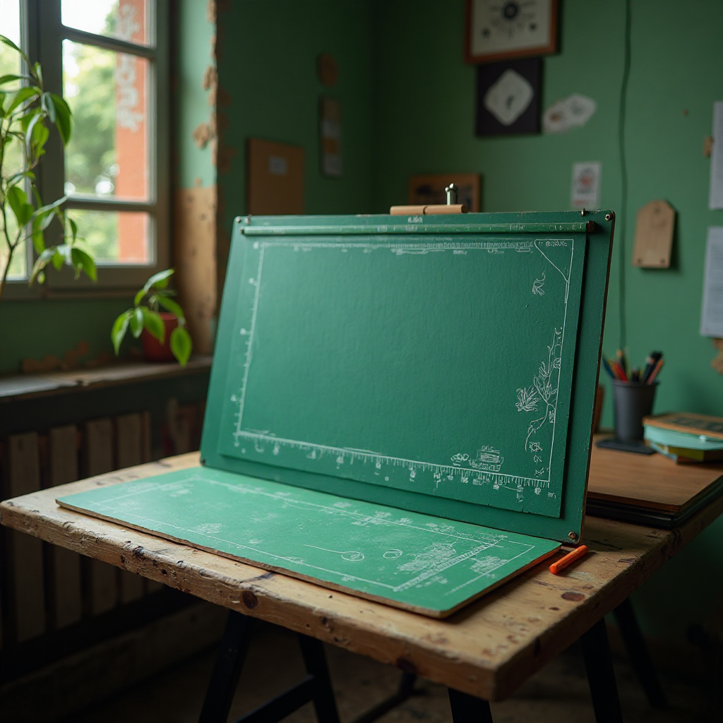 Intriguing Details of a Green Drawing Board in São Paulo Apartment