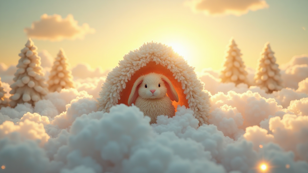 A Cozy Cloud Burrow with Benny the Bunny Shining