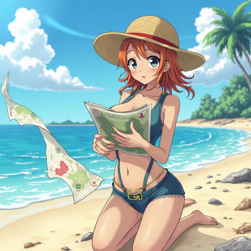 Exploring the Beach with Nami: A One Piece Adventure