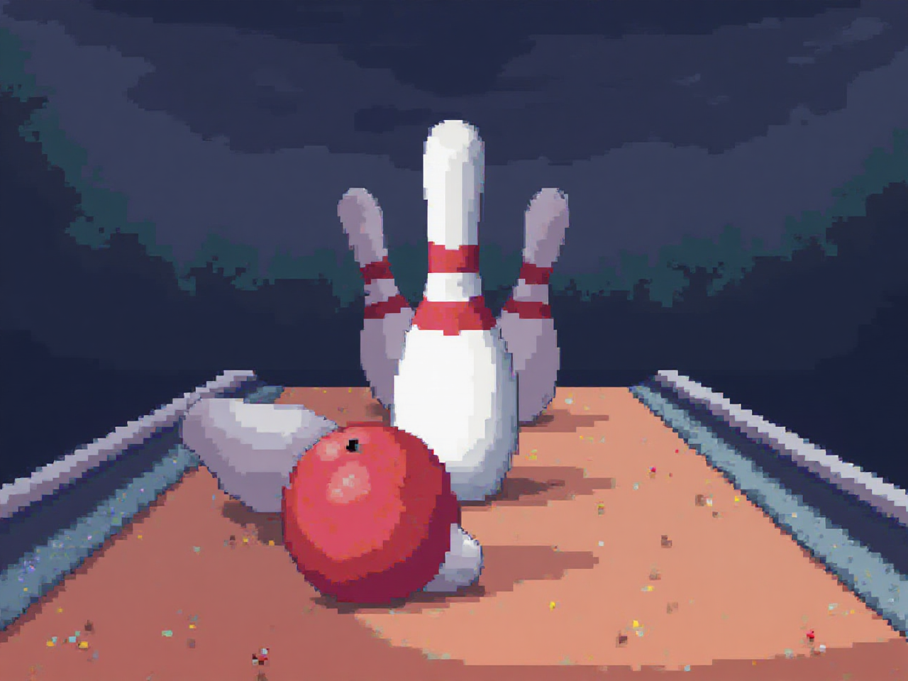 Creative Pixel Art Depicting a Colorful Bowling Ball