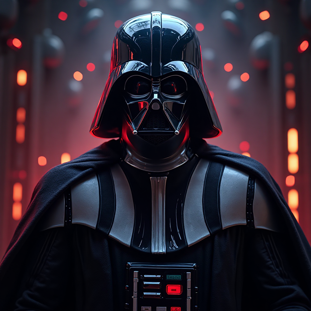 Intricate Symmetrical Portrait of Darth Vader with Sci-Fi Elements