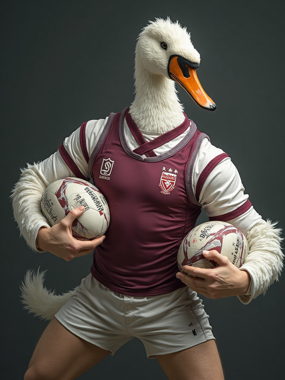 The Muscular Swan Sporting a Maroon Rugby Jersey