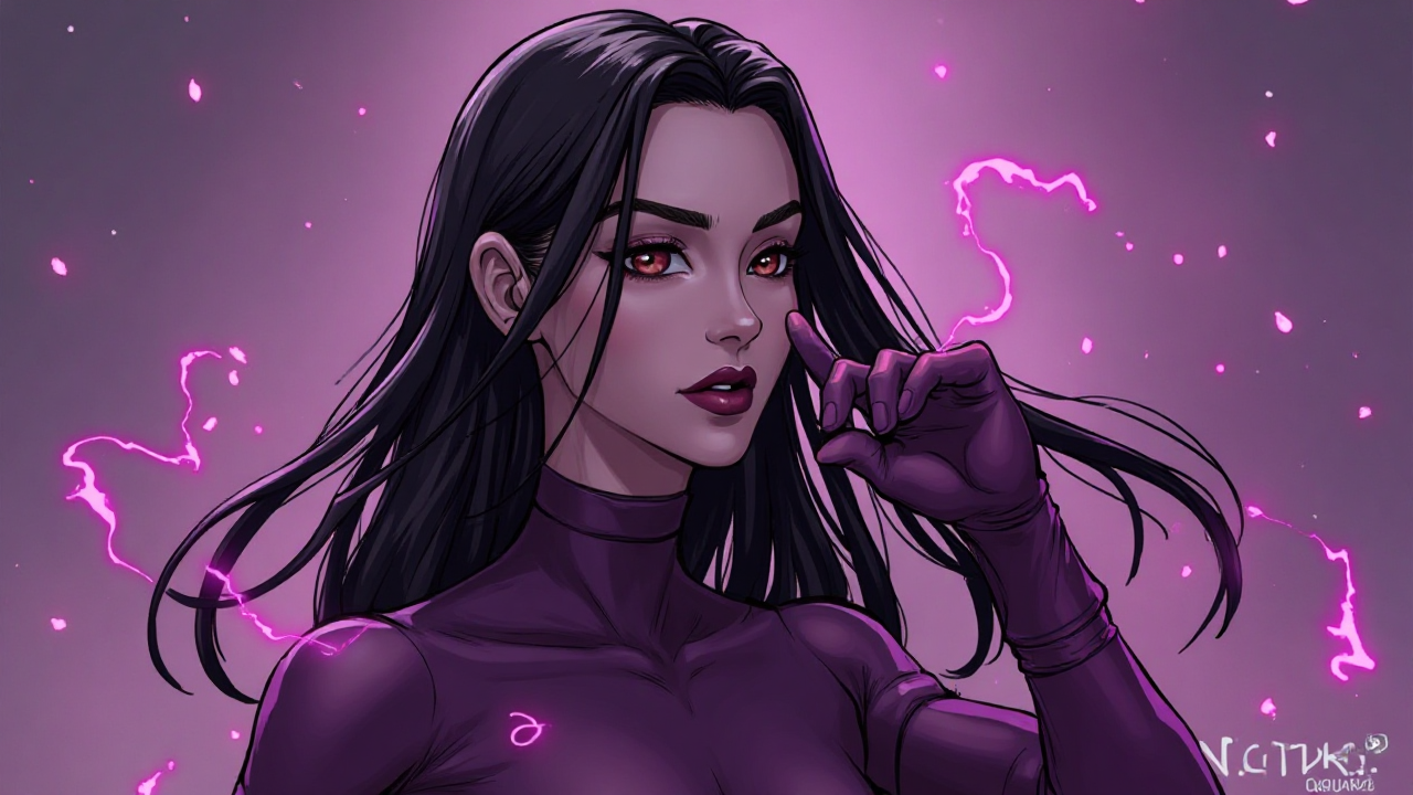 Ilustración digital con Lucy Liu como Psylocke de Marvel