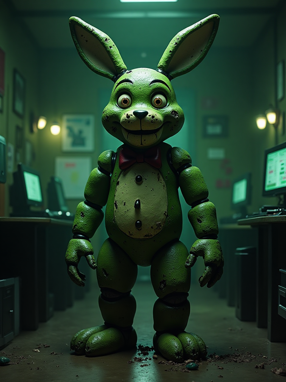 La inquietante presencia de Springtrap en los alrededores oscuros