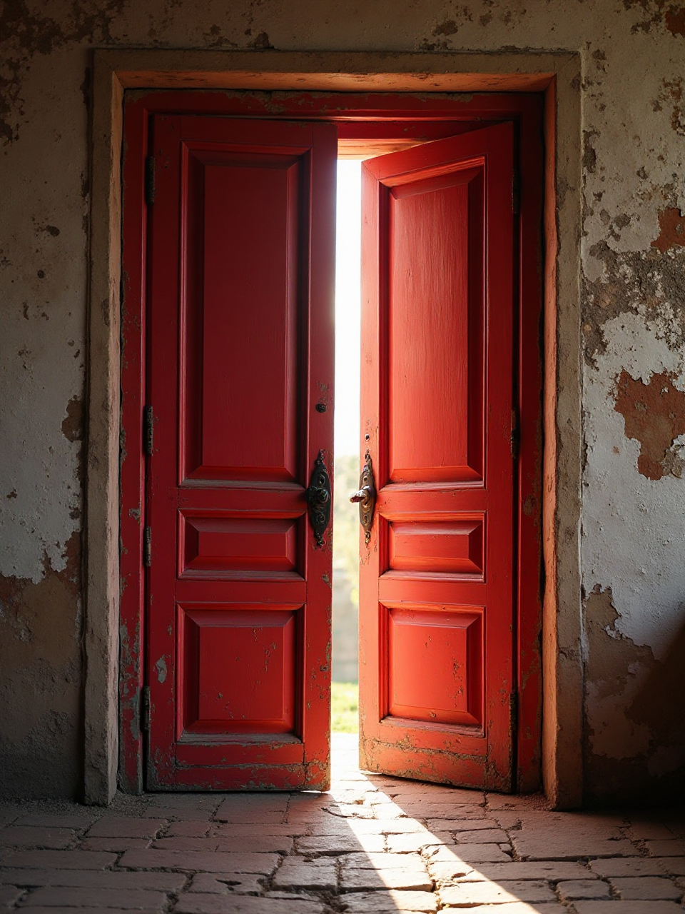 The Old Red Doors Reveal Bright White Light