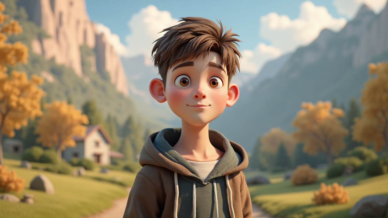 A Young Man in a Picturesque Rural Environment Render