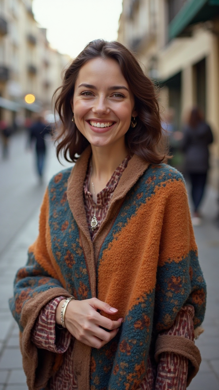 A Cheerful Woman in 80s Style Fashion Portrait