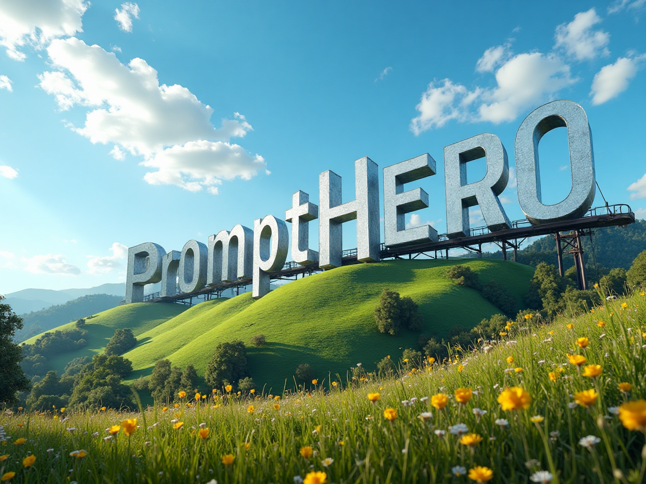 Un gran cartel que muestra a PromptHero en medio de las exuberantes ...