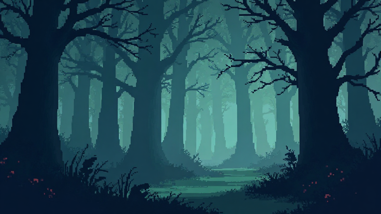 Exploring Pixel Art Trees in a Dark Swampy Forest