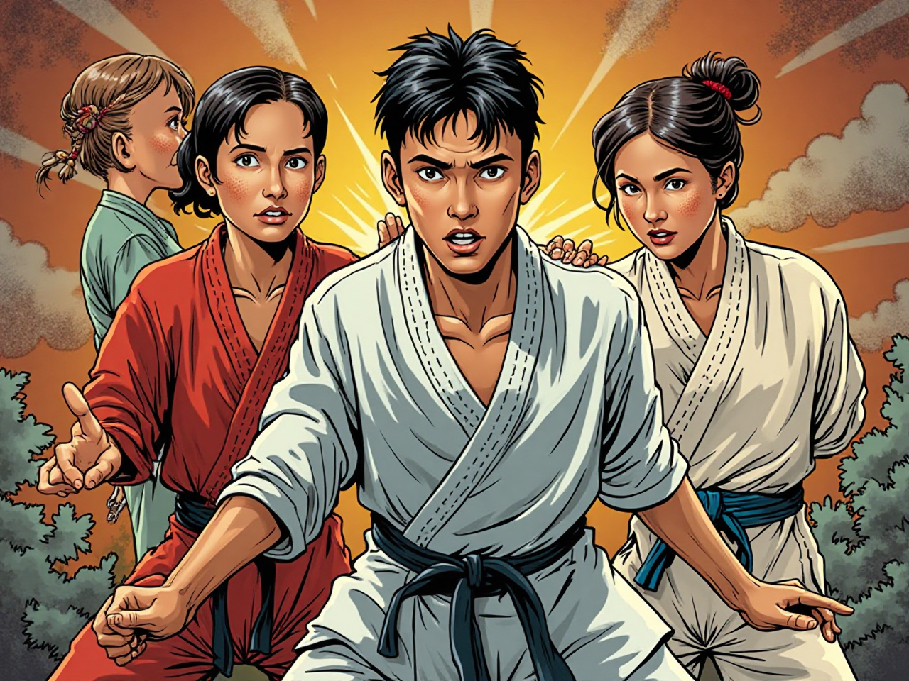 Marvel Comic Style Depiction of Karate Kid Characters