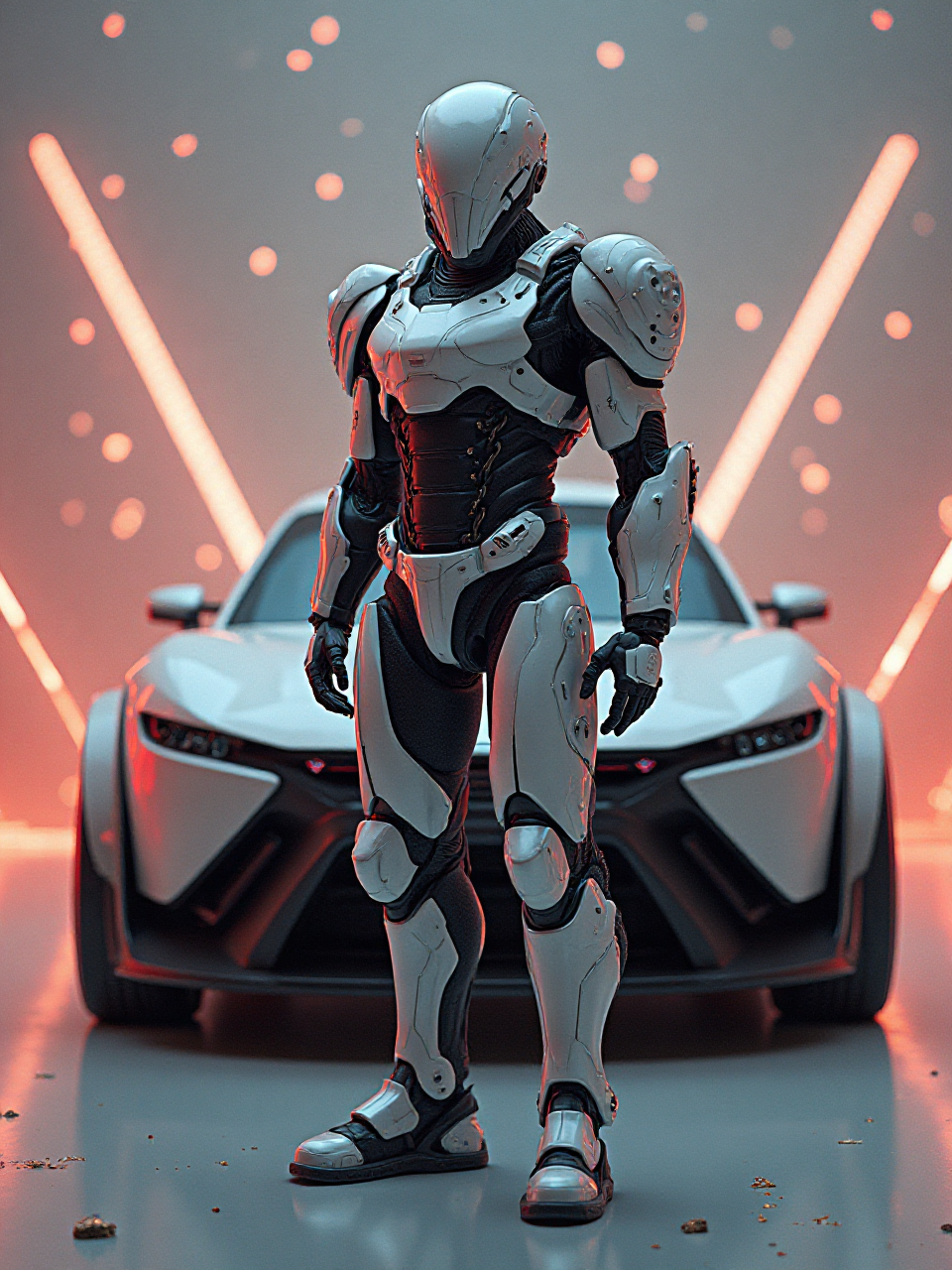 The Majestic Military Cyborg and Futuristic Armored Van