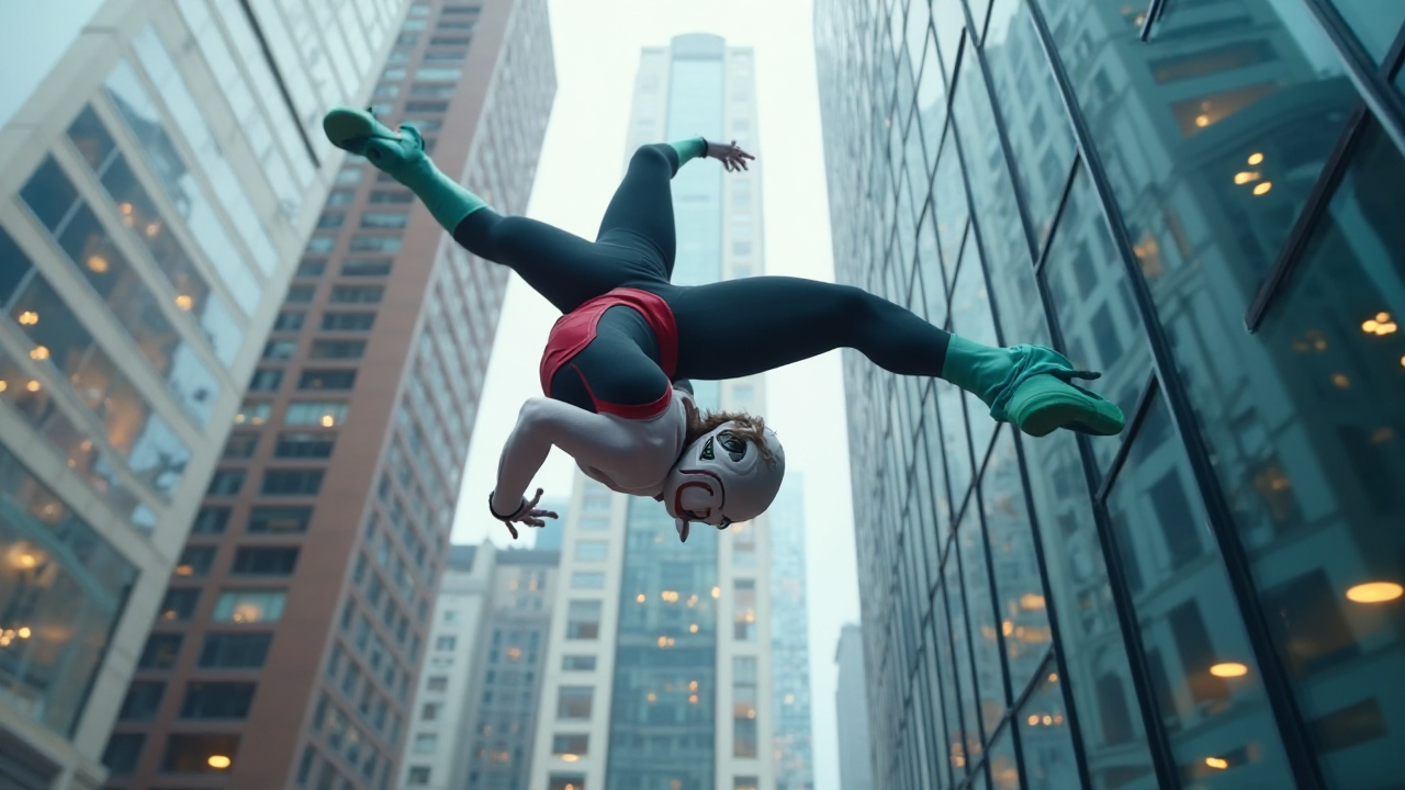 Dynamic Flight of Spider-Gwen Showcasing Elegance and Flexibility