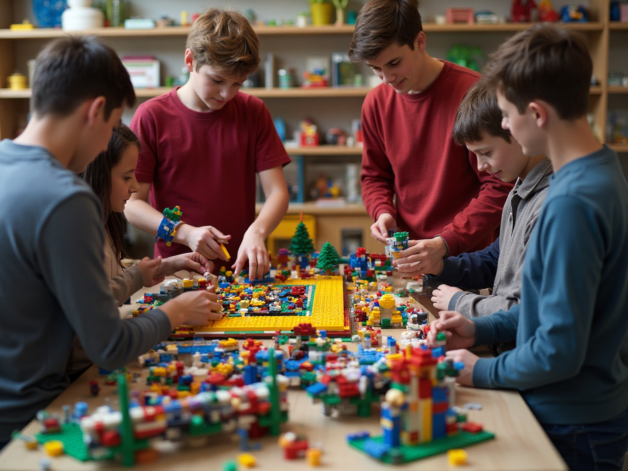 Une équipe créative de six personnes construit une scène de concert Lego