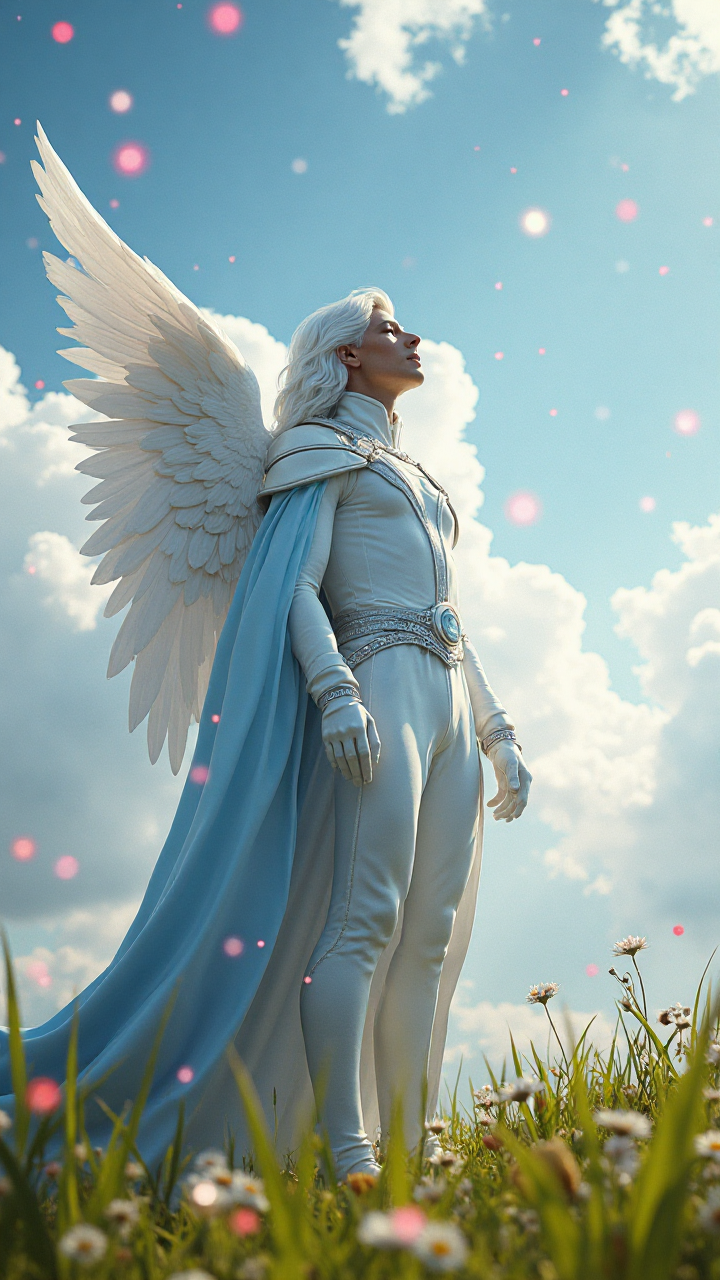 A Stunning Archangel Surrounded by Hyperrealistic Beauty