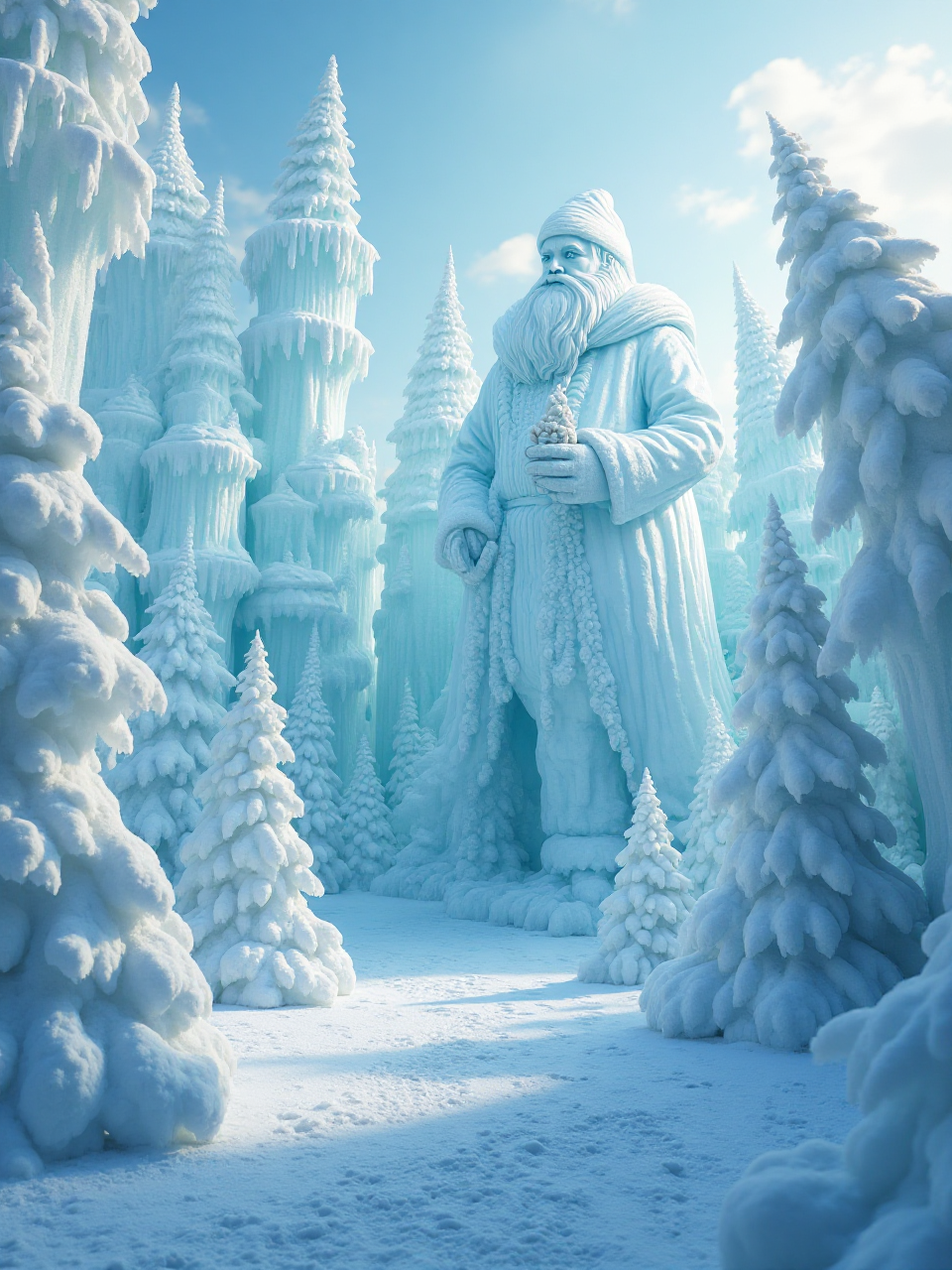 A Breathtaking Hyper-Realistic Ice Sculpture Wonderland