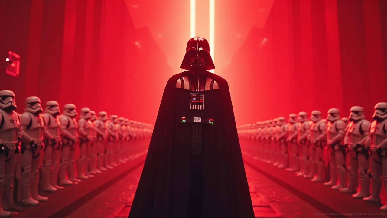 The Awe-Inspiring Presence of Darth Vader in Red Glow