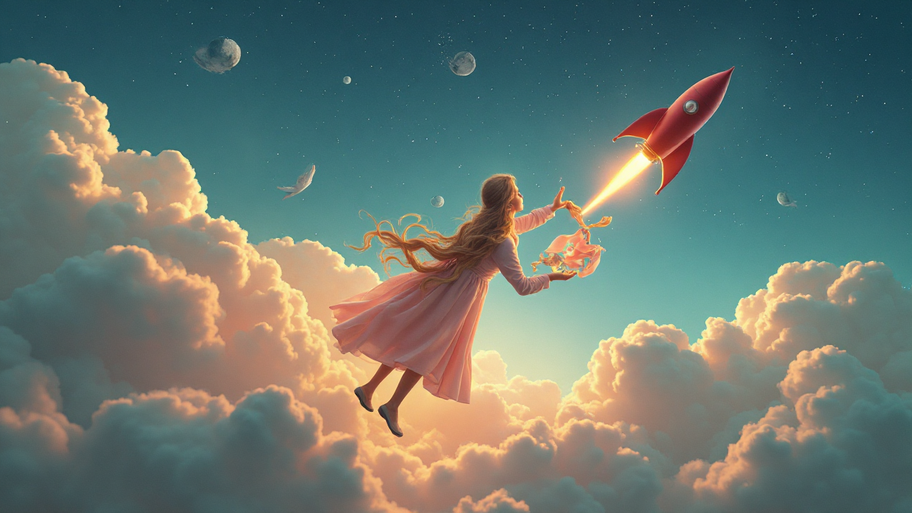 A Modern Fairy Tale: Woman on a Rocket into Space