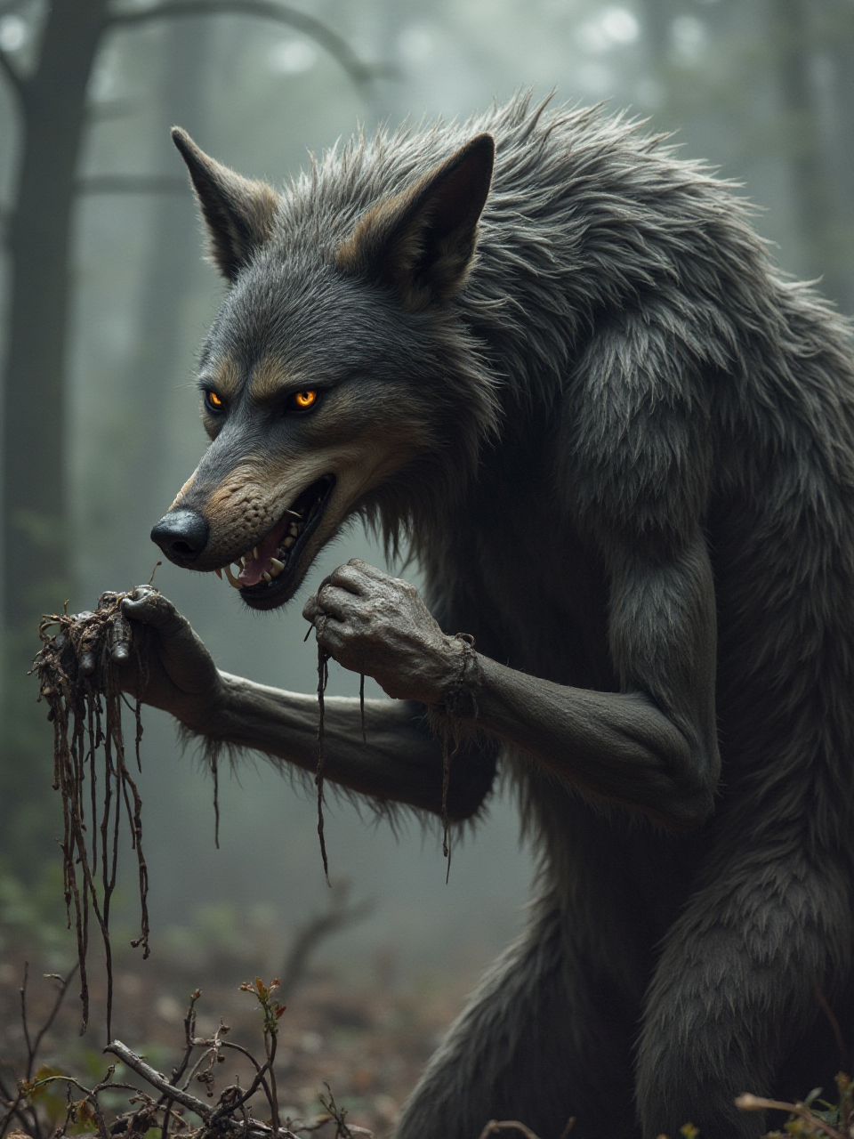 The Mystical Werewolf Holding a Stick